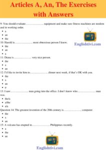 How to Use Articles A, An, The in English with Examples - Englishtivi