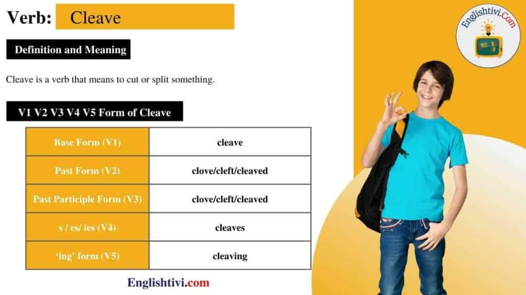 Cleave V1 V2 V3 V4 V5 Base Form, Past Simple, Past Participle Form of ...