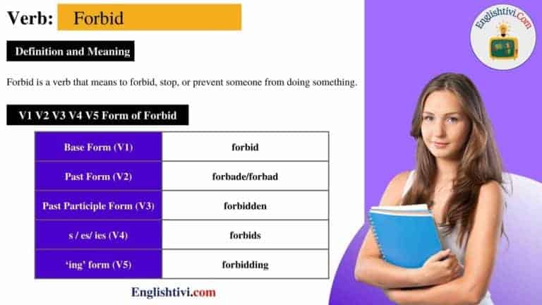 Forbid V1 V2 V3 V4 V5 Base Form, Past Simple, Past Participle Form of ...