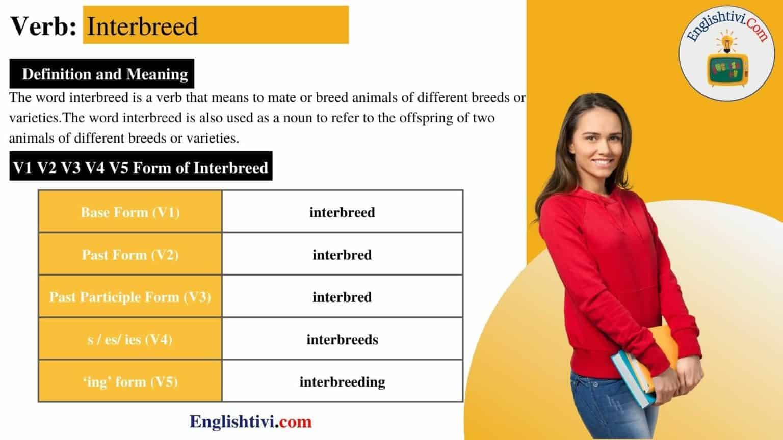 Interbreed V1 V2 V3 V4 V5 Base Form, Past Simple, Past Participle Form ...