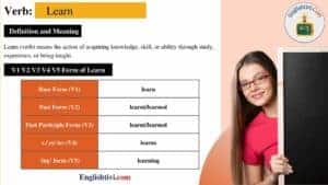 Learn V1 V2 V3 V4 V5 Base Form, Past Simple, Past Participle Form of ...