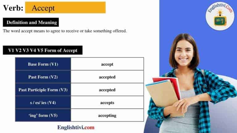 Accept V1 V2 V3 V4 V5 Base Form, Past Simple, Past Participle Form of ...