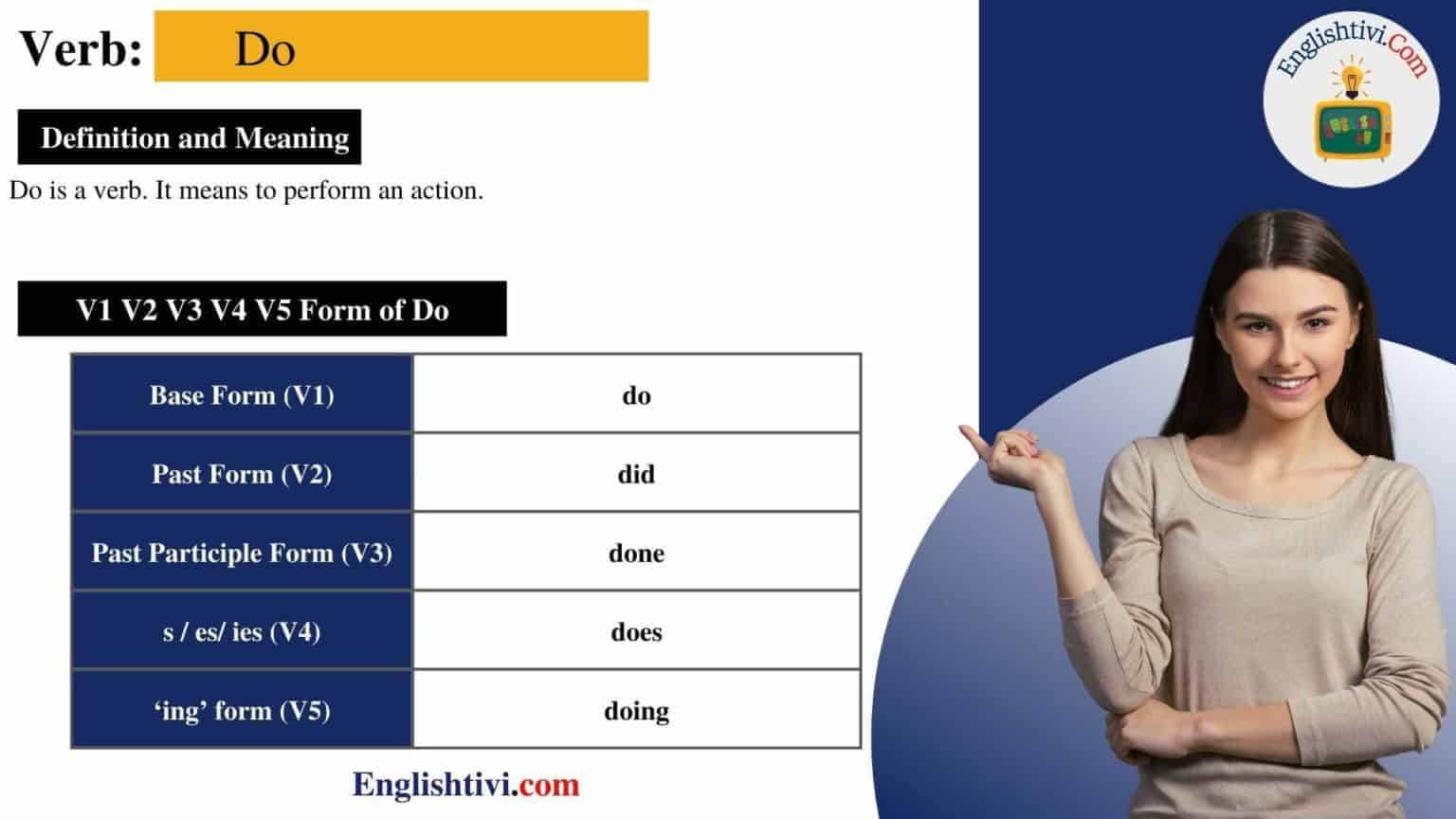 Do V1 V2 V3 V4 V5 Base Form, Past Simple, Past Participle Form of Do ...