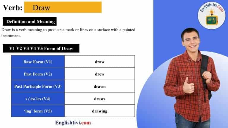 Draw V1 V2 V3 V4 V5 Base Form, Past Simple, Past Participle Form of ...