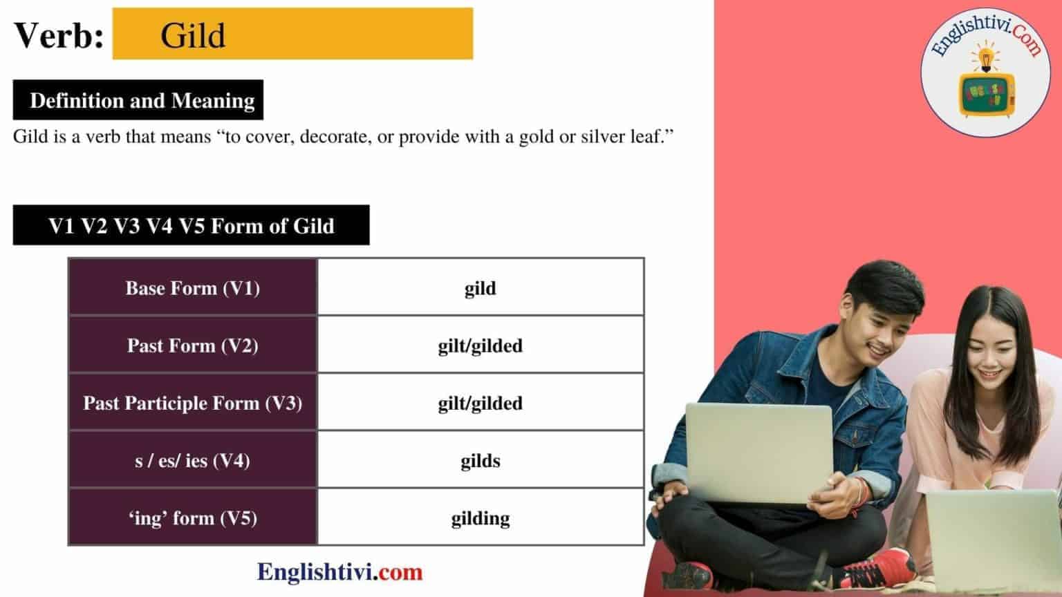 Gild V1 V2 V3 V4 V5 Base Form, Past Simple, Past Participle Form of ...