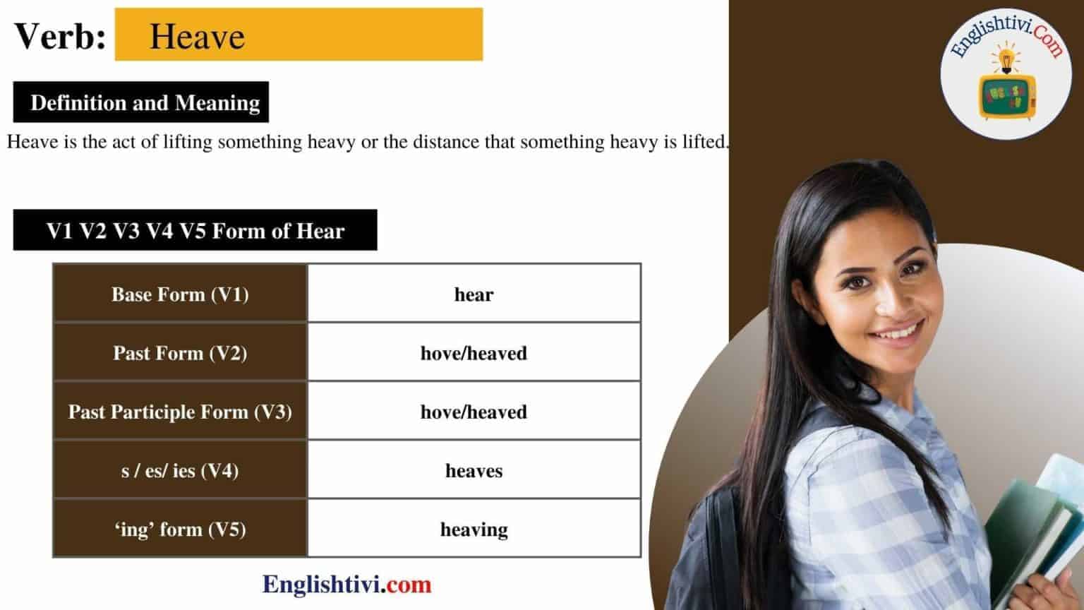 Heave V1 V2 V3 V4 V5 Base Form, Past Simple, Past Participle Form of ...