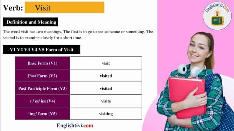 Visit V1 V2 V3 V4 V5 Base Form, Past Simple, Past Participle Form of ...