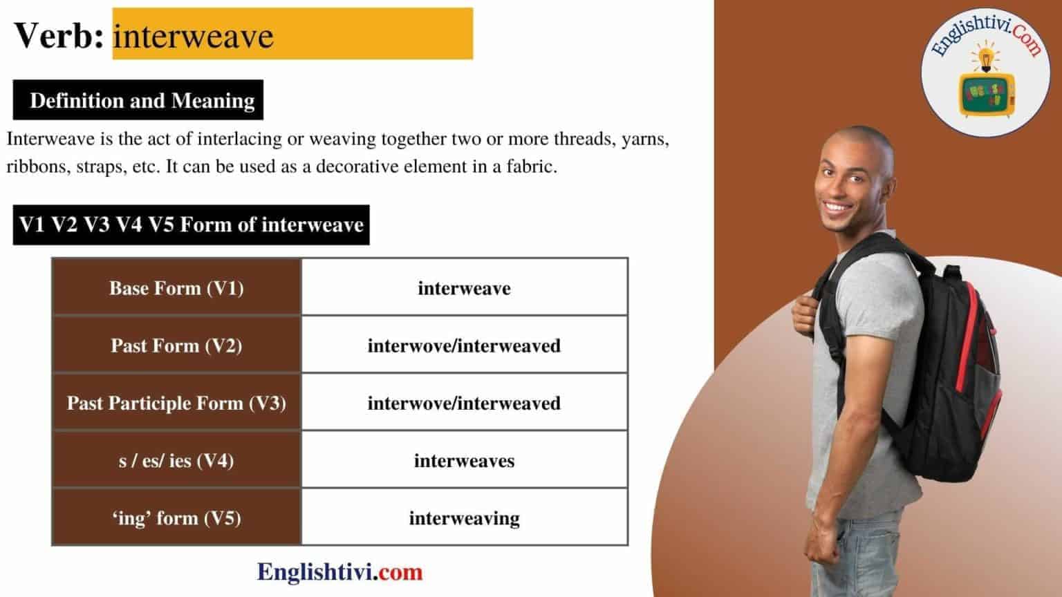 Interweave V1 V2 V3 V4 V5 Base Form, Past Simple, Past Participle Form ...
