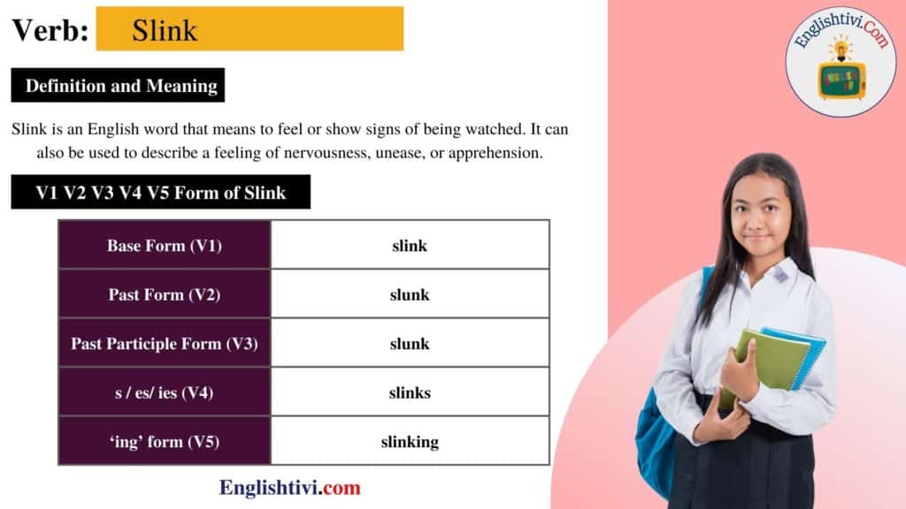 Slink V1 V2 V3 V4 V5 Base Form, Past Simple, Past Participle Form of ...