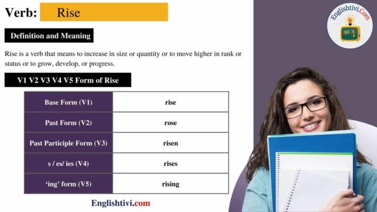 Rise V1 V2 V3 V4 V5 Base Form, Past Simple, Past Participle Form of ...