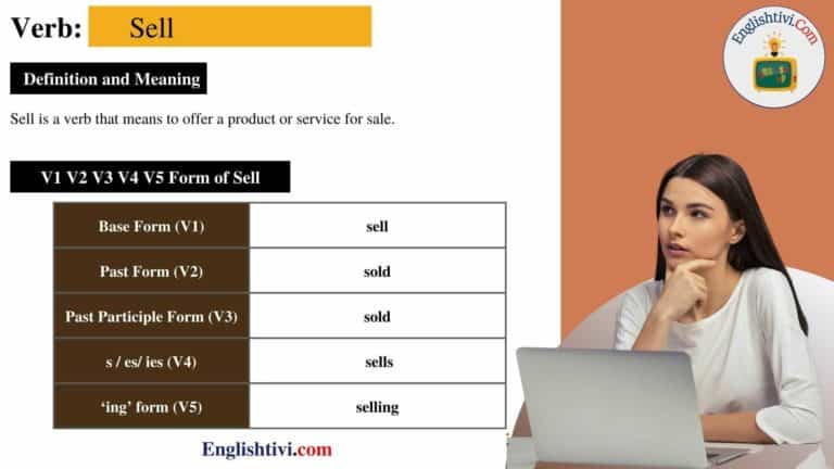 Sell V1 V2 V3 V4 V5 Base Form, Past Simple, Past Participle Form of ...
