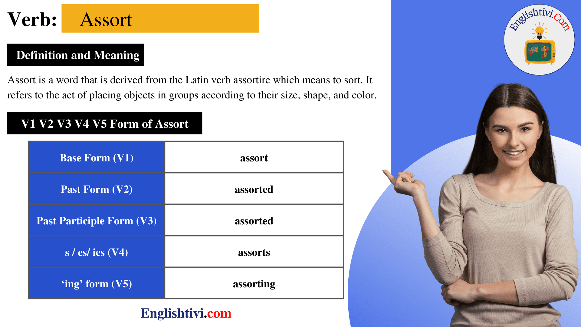 Assort V1 V2 V3 V4 V5 Base Form, Past Simple, Past Participle Form of ...