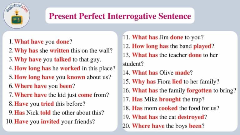 60 Sentences Example in Present Perfect Tense - Englishtivi