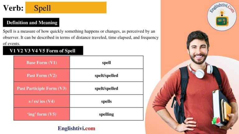 Spell V1 V2 V3 V4 V5 Base Form, Past Simple, Past Participle Form of ...