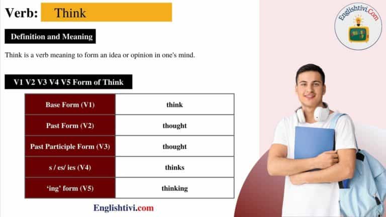 Think V1 V2 V3 V4 V5 Base Form, Past Simple, Past Participle Form of ...
