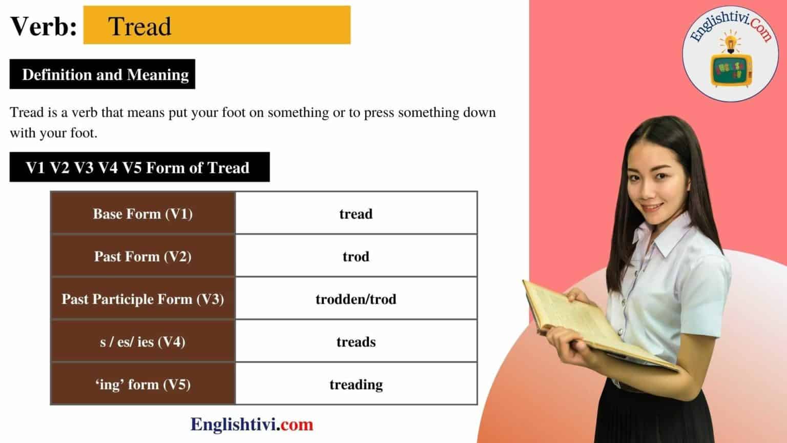 Tread V1 V2 V3 V4 V5 Base Form, Past Simple, Past Participle Form of ...