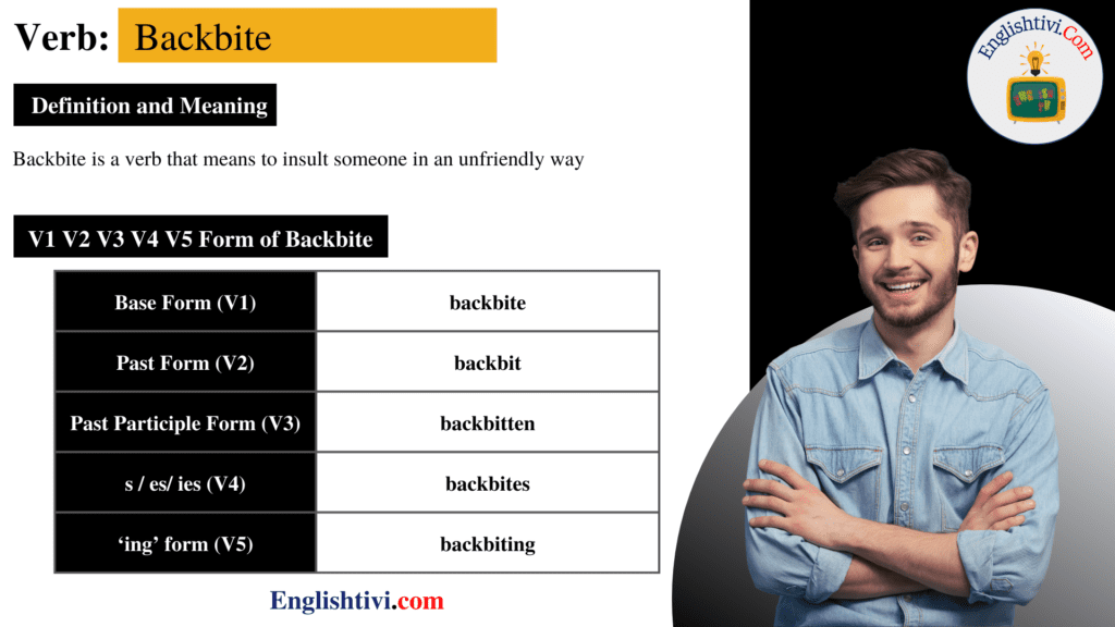 Backbite V1 V2 V3 V4 V5 Base Form, Past Simple, Past Participle Form of ...