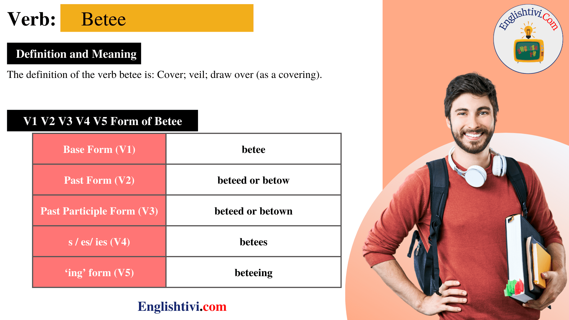Betee V1 V2 V3 V4 V5 Base Form, Past Simple, Past Participle Form of ...