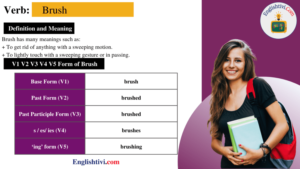 Brush V1 V2 V3 V4 V5 Base Form, Past Simple, Past Participle Form of ...