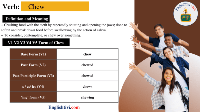 Chew V1 V2 V3 V4 V5 Base Form, Past Simple, Past Participle Form of ...