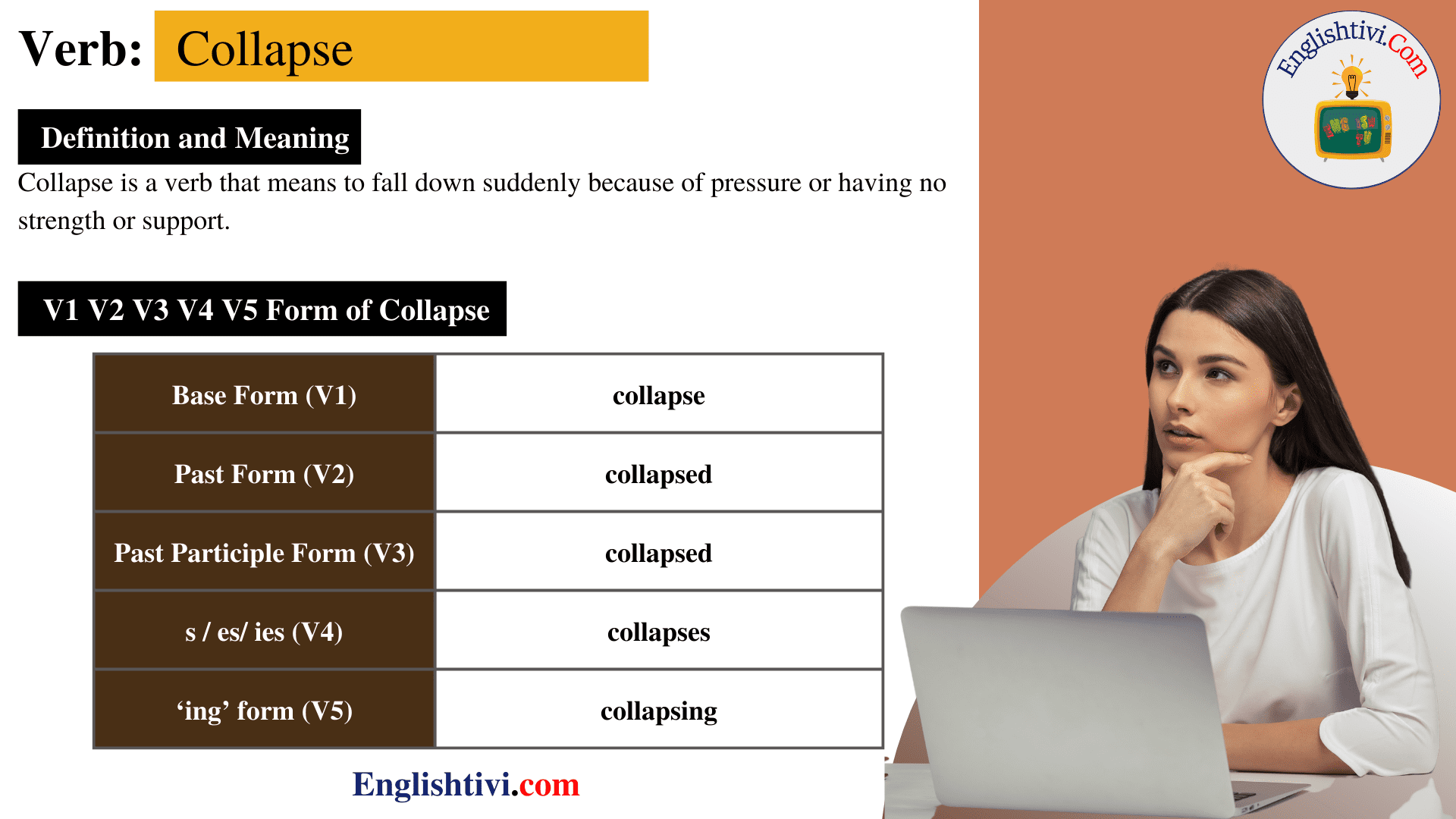 Collapse V1 V2 V3 V4 V5 Base Form Past Simple Past Participle Form Of Collapse V1 V2 V3 V4 V5 Base Form Past Simple Past Participle Form Of