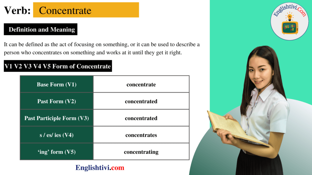 Concentrate V1 V2 V3 V4 V5 Base Form, Past Simple, Past Participle Form ...