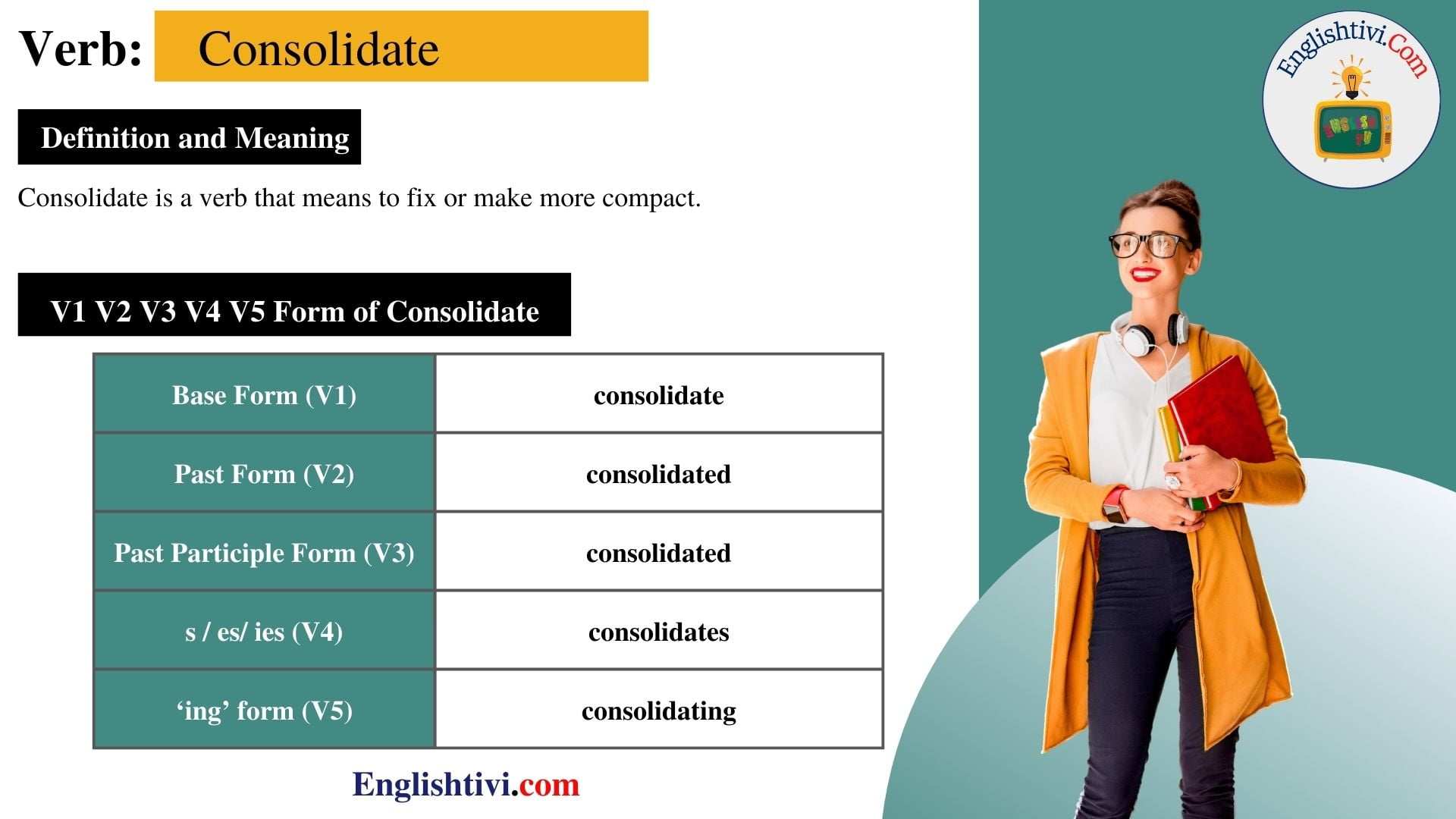 Consolidate V1 V2 V3 V4 V5 Base Form, Past Simple, Past Participle Form ...