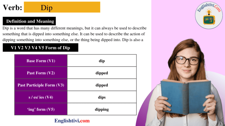 Dip V1 V2 V3 V4 V5 Base Form, Past Simple, Past Participle Form of Dip ...