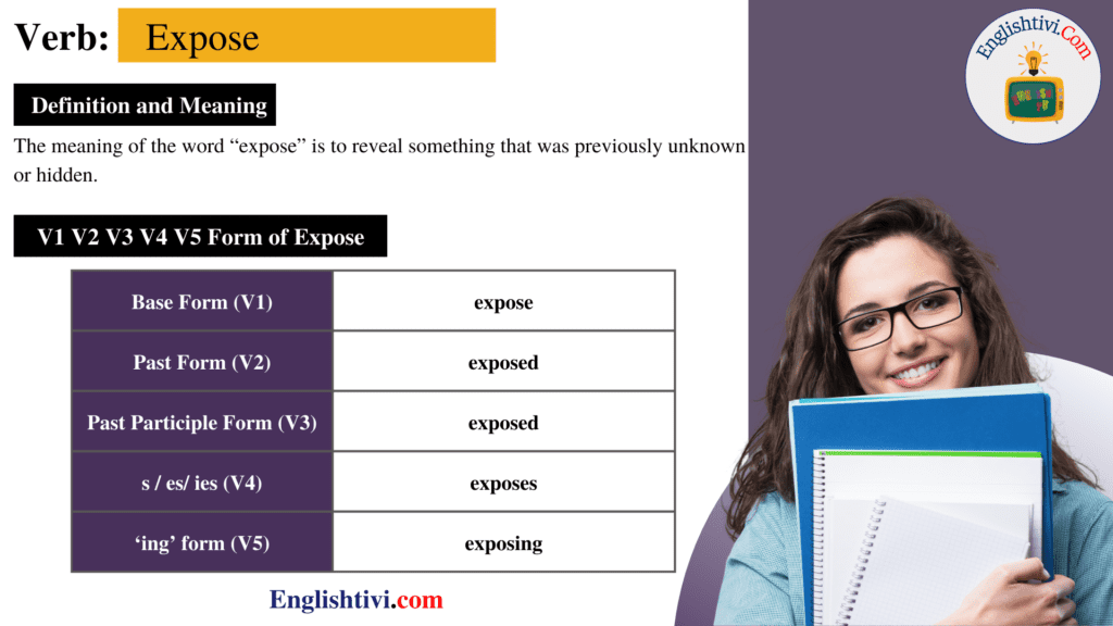Expose V1 V2 V3 V4 V5 Base Form, Past Simple, Past Participle Form of ...