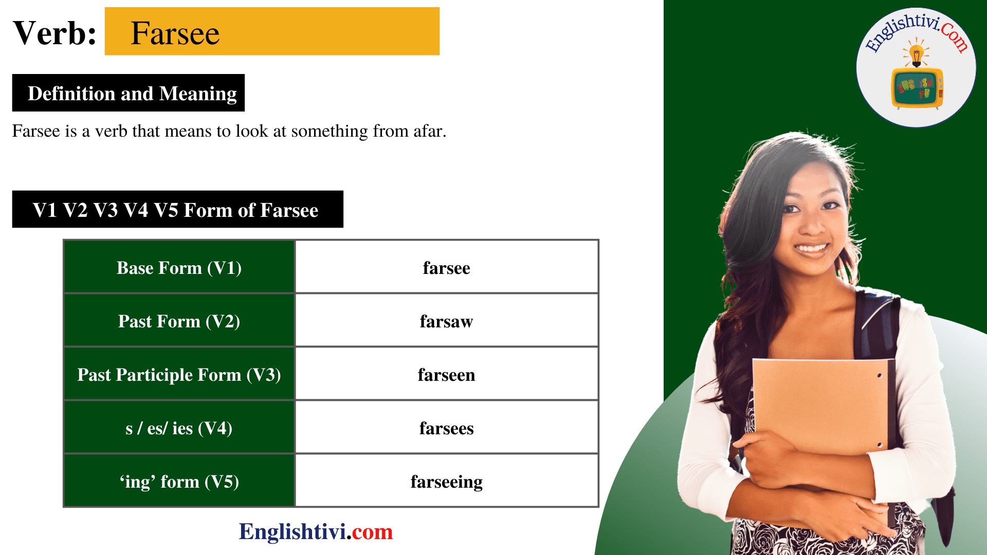 Farsee V1 V2 V3 V4 V5 Base Form, Past Simple, Past Participle Form of ...