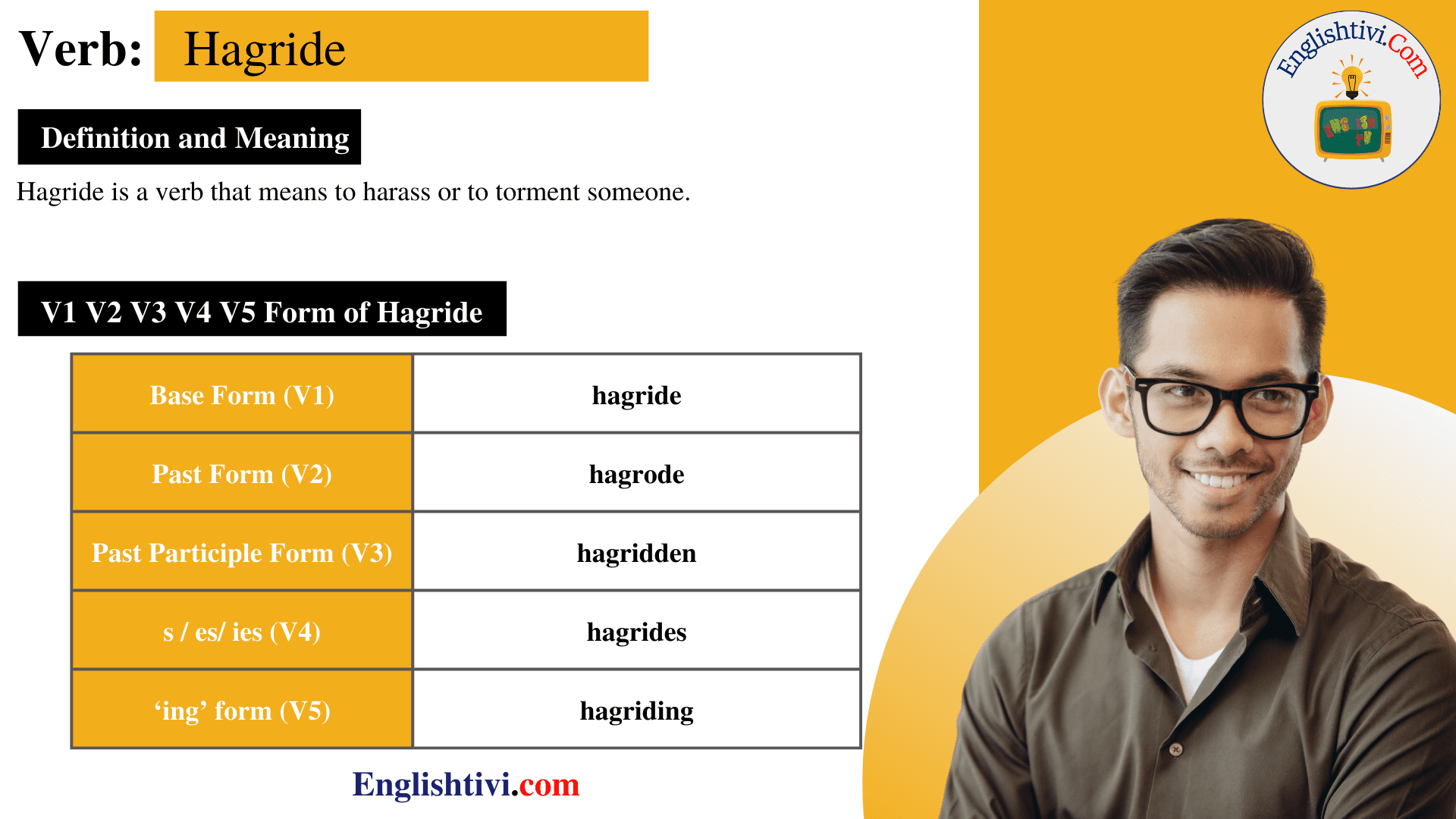 Hagride V1 V2 V3 V4 V5 Base Form, Past Simple, Past Participle Form of ...