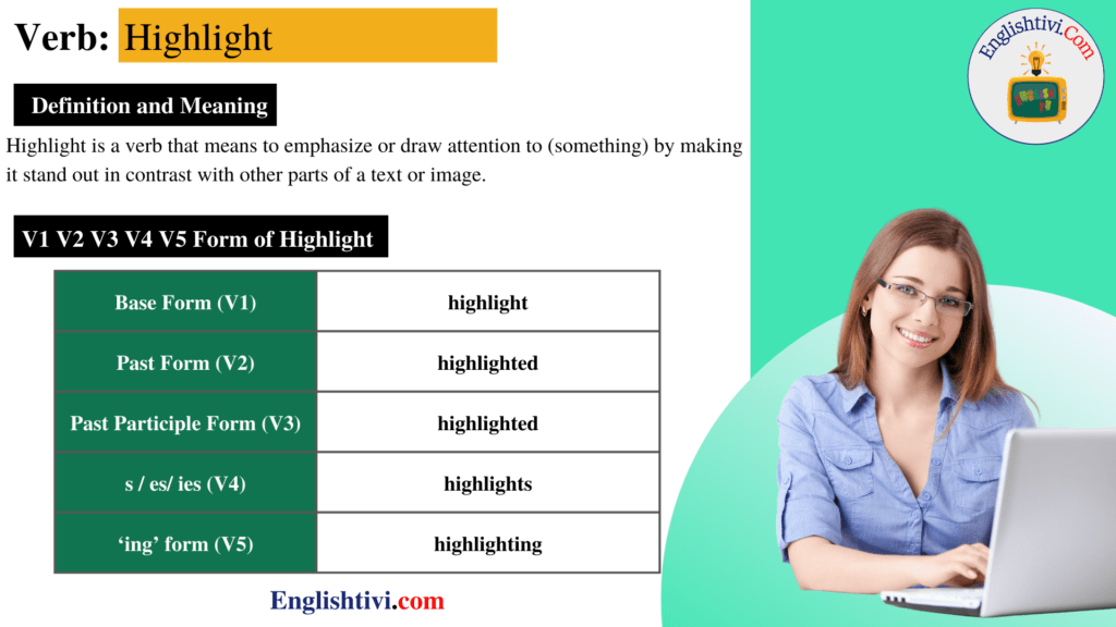 Highlight V1 V2 V3 V4 V5 Base Form, Past Simple, Past Participle Form ...