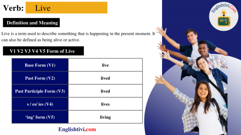 Live V1 V2 V3 V4 V5 Base Form, Past Simple, Past Participle Form of ...
