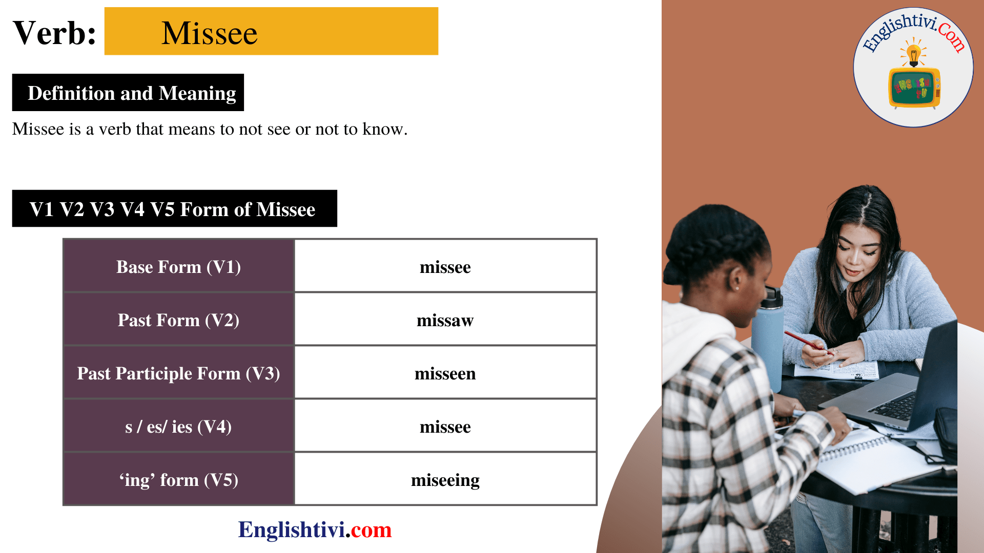 Missee V1 V2 V3 V4 V5 Base Form, Past Simple, Past Participle Form of ...